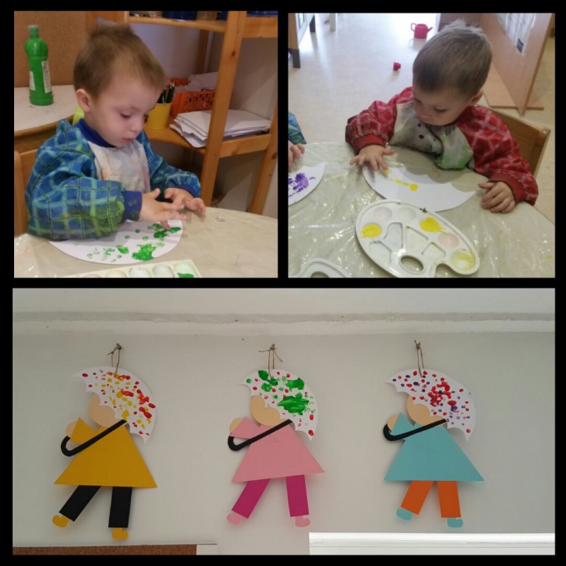 likovna atkivnost na temu jesen, izrada kišobrana, obrada pjesme ...