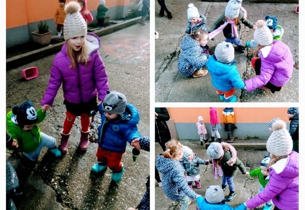 Ribice - boravak na zraku, igra Ringe Ringe raja sa djecom iz jaslica ...